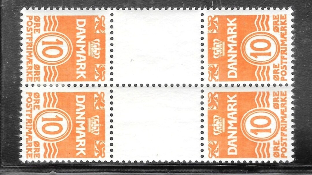 1934 Denmark Scott 228, 10 Øre Orange, Gutter Block, Tête‑bêche Pair - Etsy