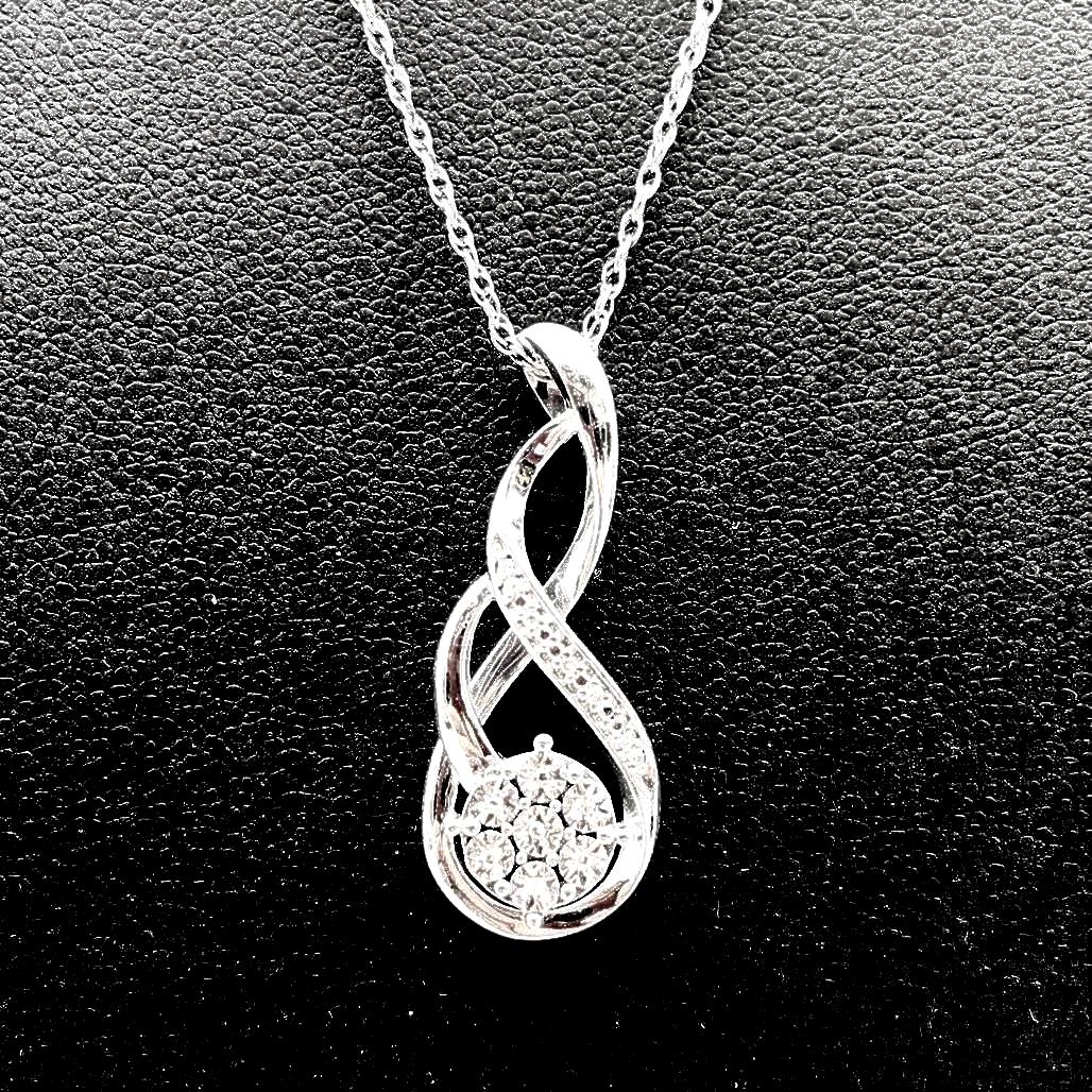 925 Sterling Silver Infinity Necklace • Diamond Accent Pendant • 18 ...