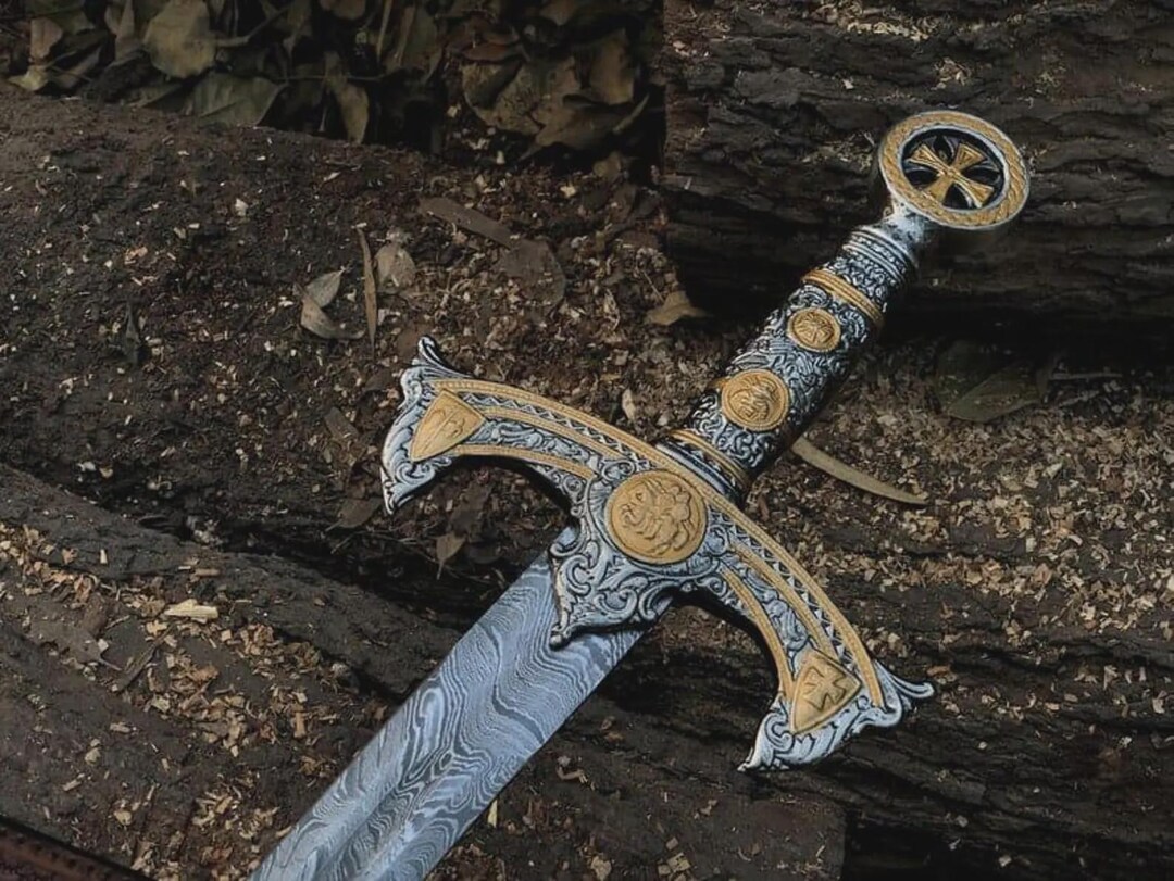 Handmade Templar Knight Sword, Wedding Sword, Holy Damascus Long Sword ...