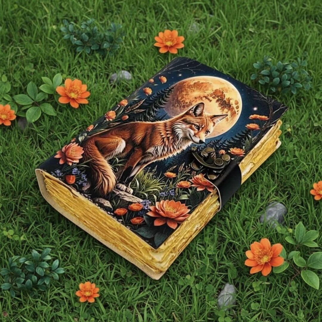 Handmade Leather Fox Grimoire | Deckle Edge Book of Shadows - Etsy