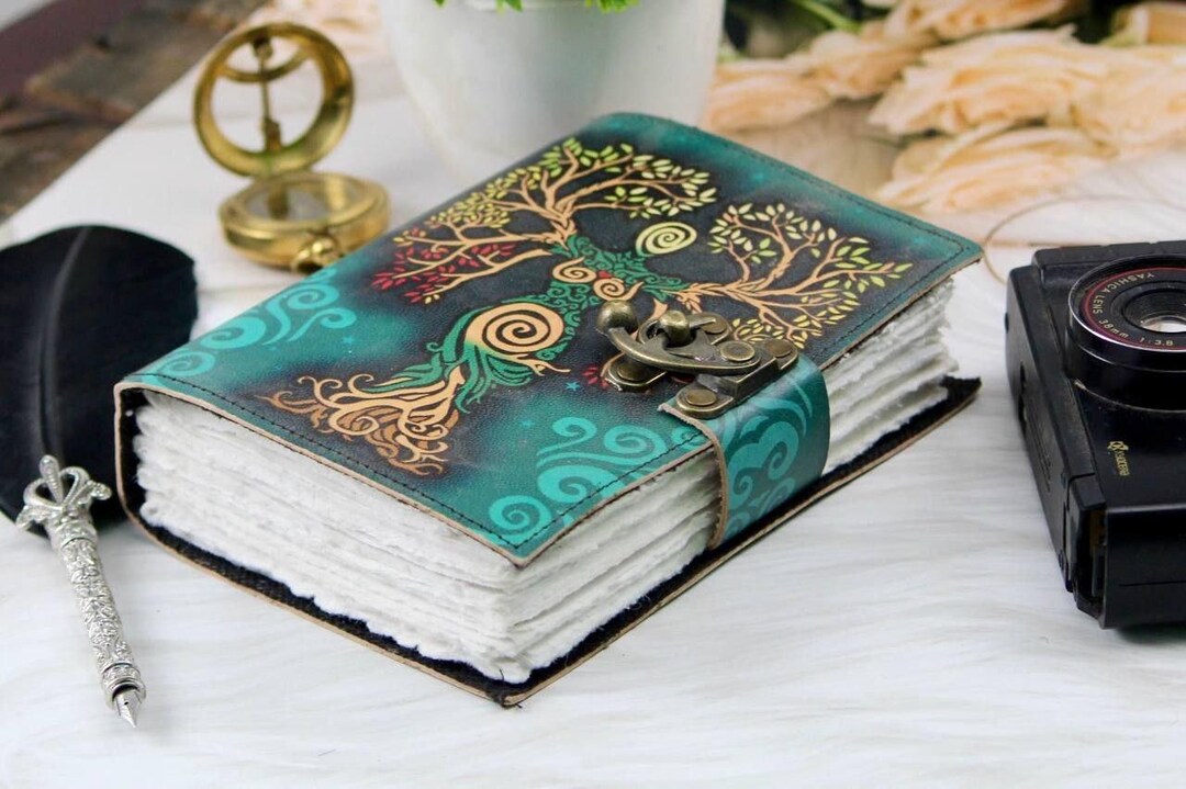 Mother Earth Embossed Leather Grimoire | Handmade Book of Shadows ...