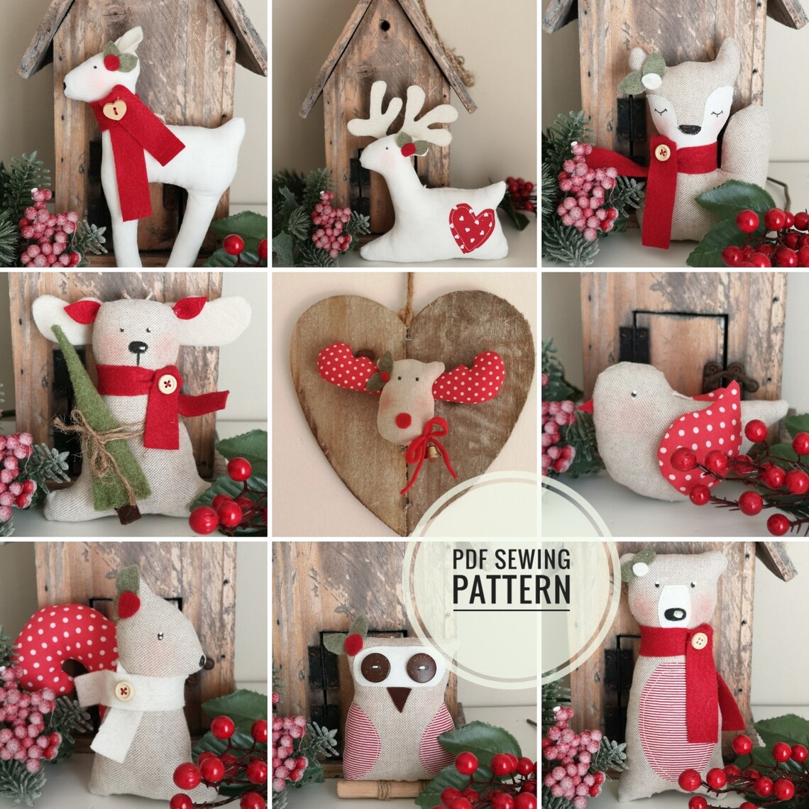 PDF Pattern-9- Christmas Tree Ornament Decorations-sewing Easy Pattern ...