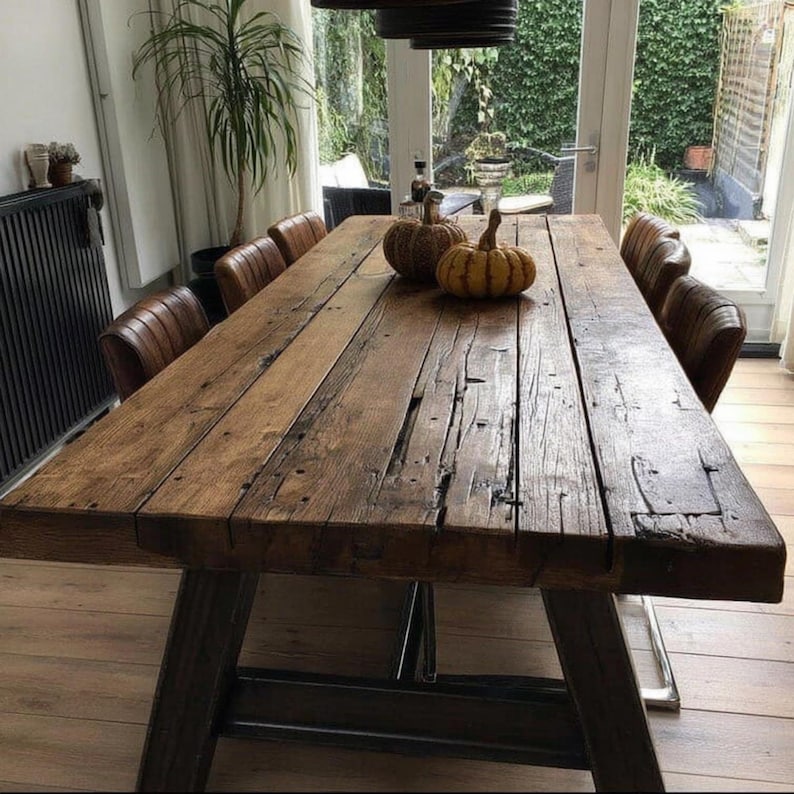 Rustic Reclaimed Wood Dining Table, Farmhouse Style Kitchen Table - Etsy