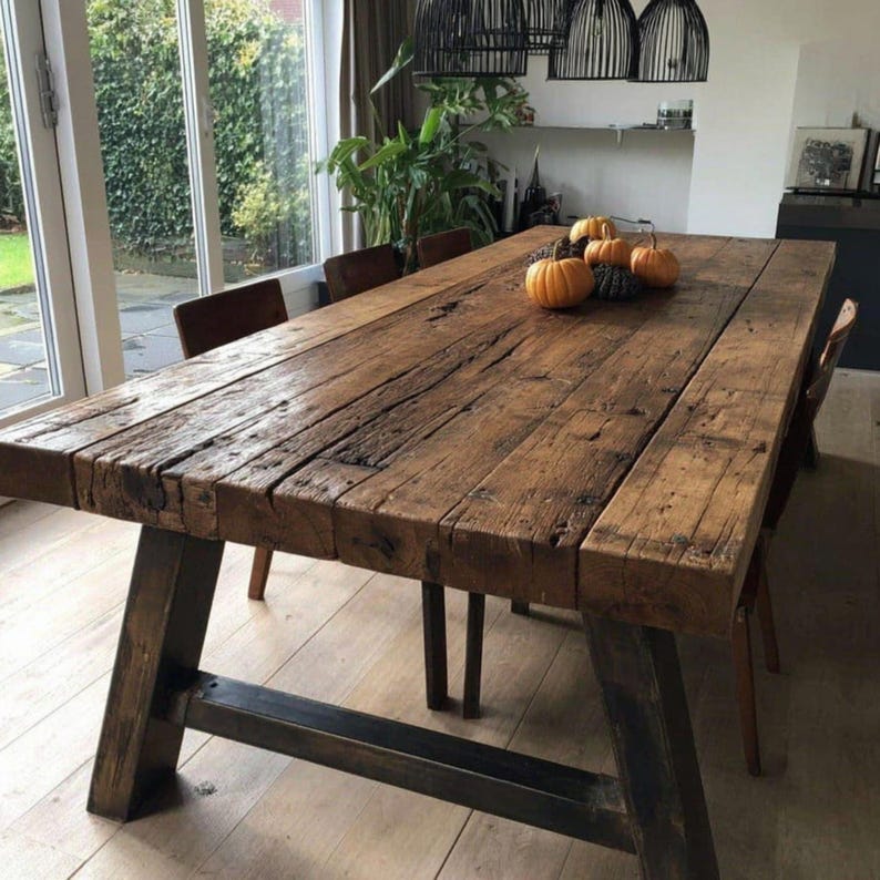 Rustic Reclaimed Wood Dining Table, Farmhouse Style Kitchen Table - Etsy