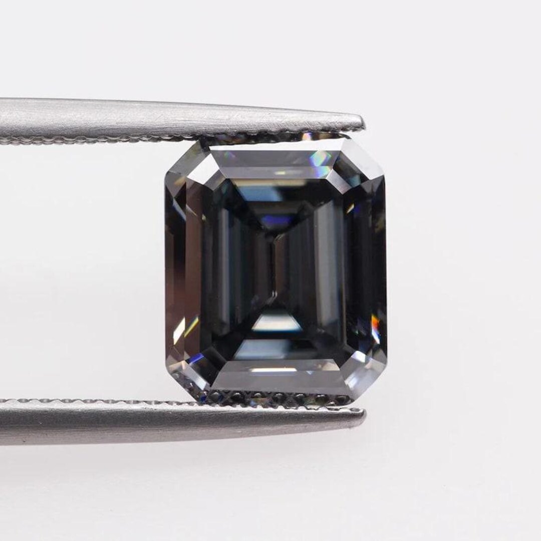 Grey Radiant Cut Moissanite Loose Gemstone - Etsy
