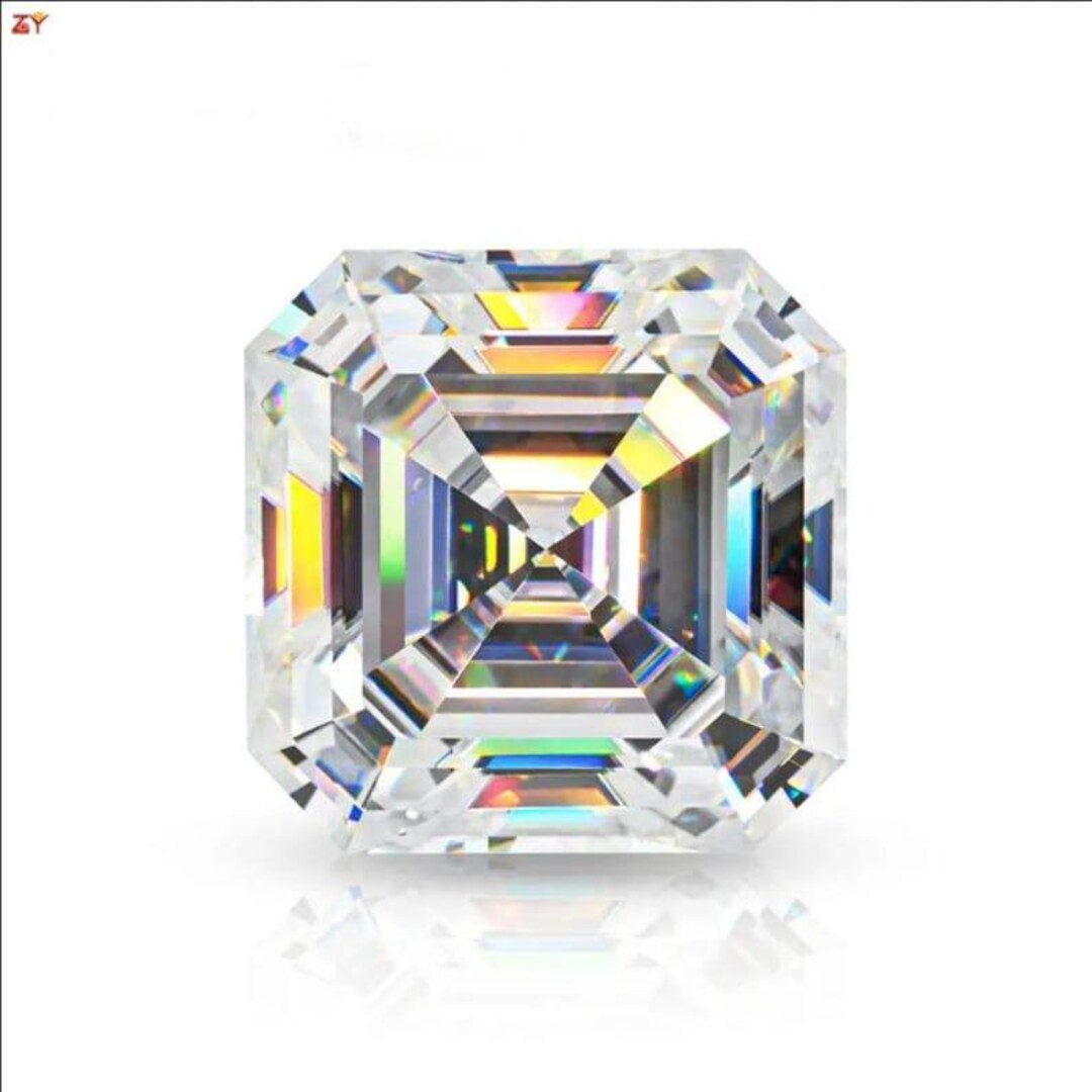 White Square Cut Moissanite Gemstone, Loose Faceted Stone Christmas ...