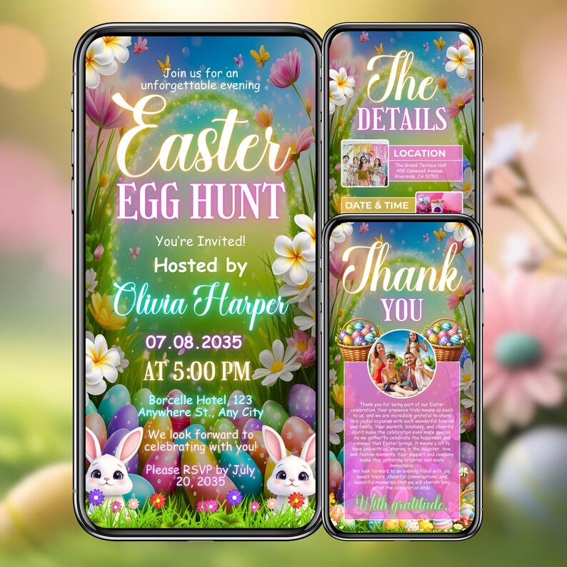 Animated Easter Egg Hunt Invitation, DIY Template Design, Easter Party ...