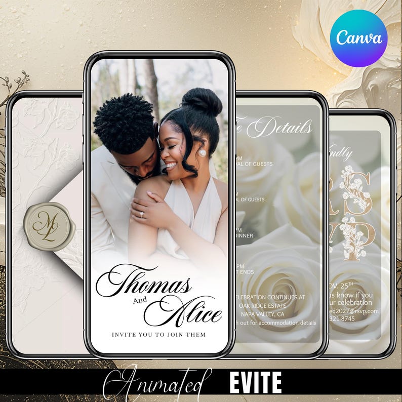Animated Wedding Evite. Save the Date Video Invitation, Celebration ...