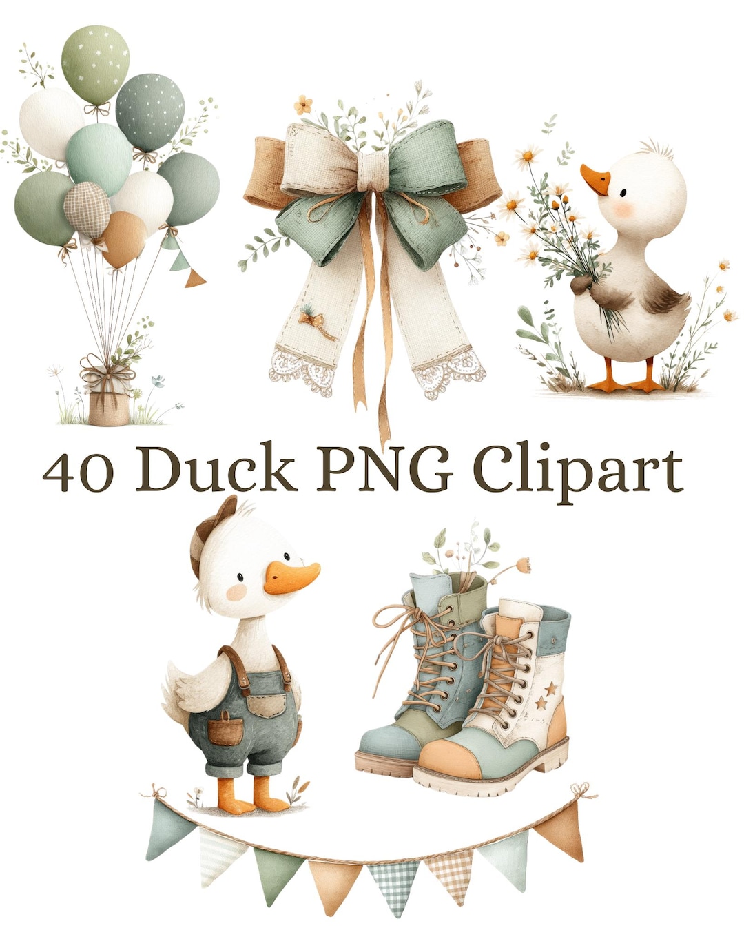 40 Duck PNG Clipart, PNG Baby Shower, Nursery Animal, Woodland Duckling ...