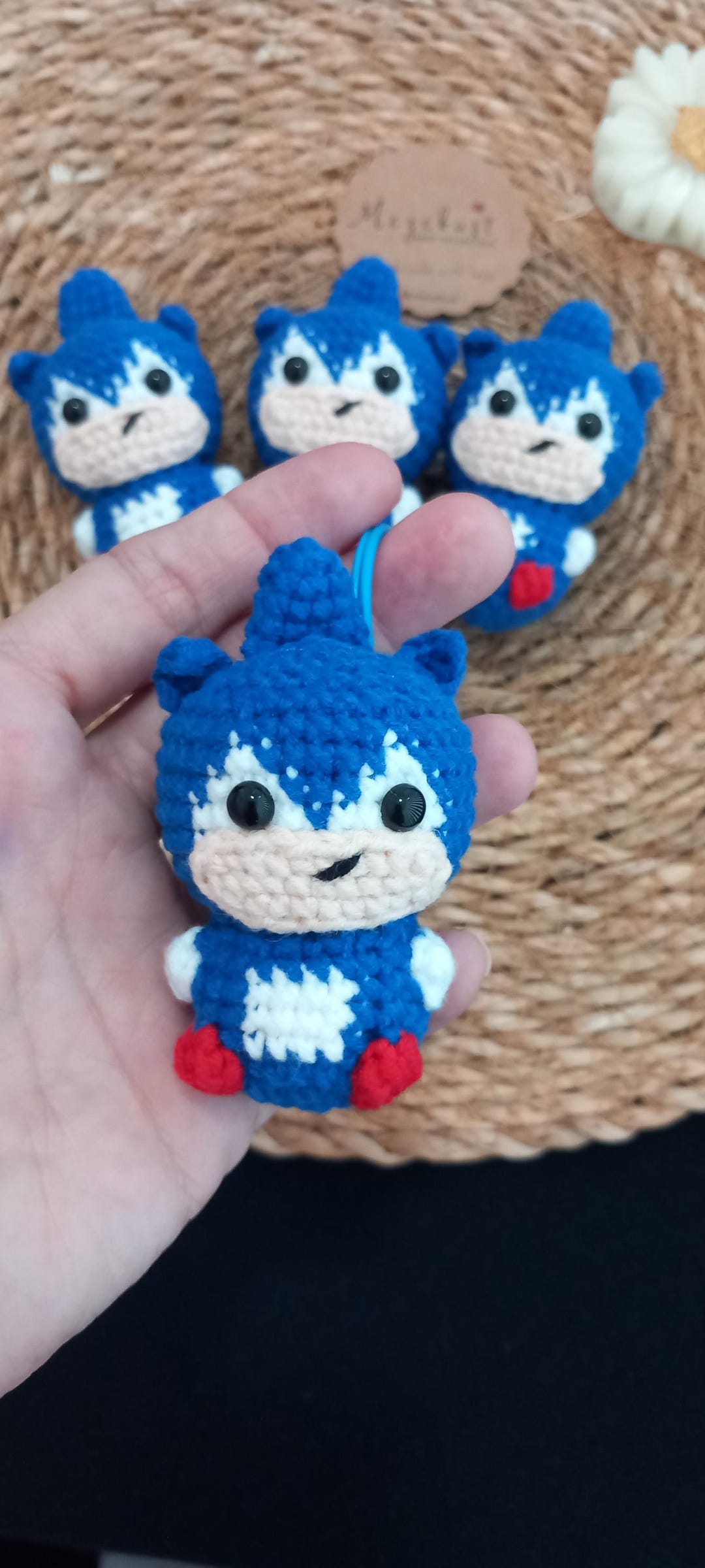 Handmade Sonic Keychain, Crochet Porcupine Sonic Gift Cotton Amigurumi ...