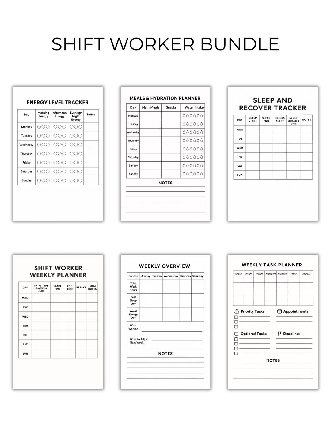Shift Worker Planner Printable for Night and Rotating Shifts Work ...