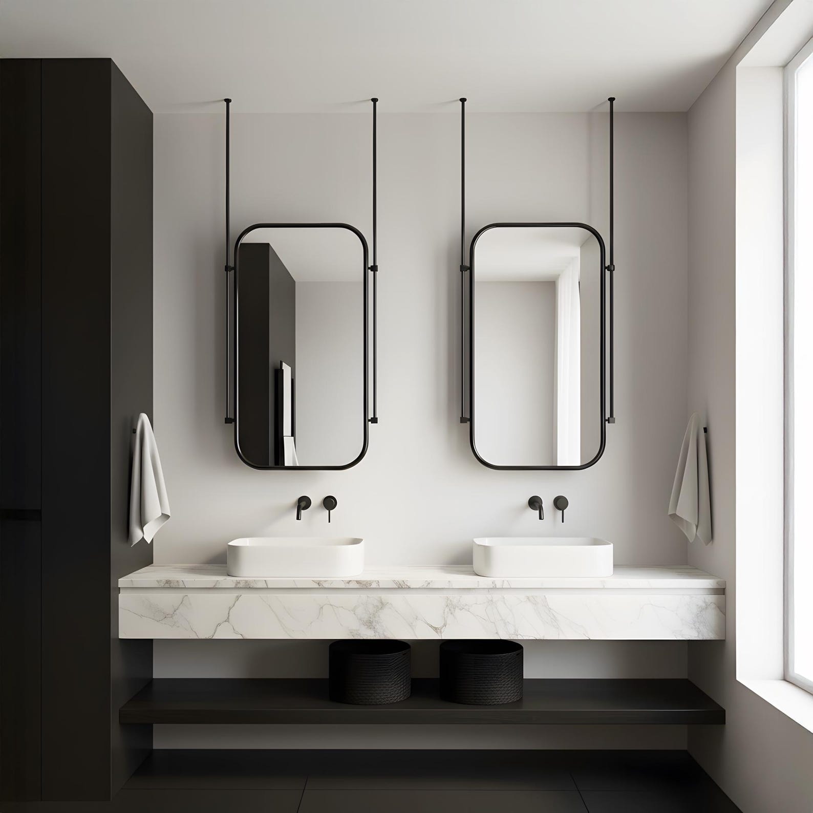 Ceiling Mounted Vanity Mirror, Modern Stainless Steel Bathroom Mirror ...