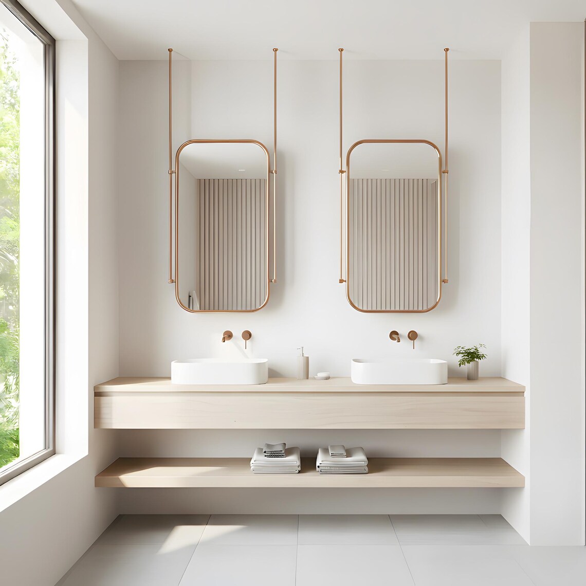 Ceiling Mounted Vanity Mirror, Modern Stainless Steel Bathroom Mirror ...