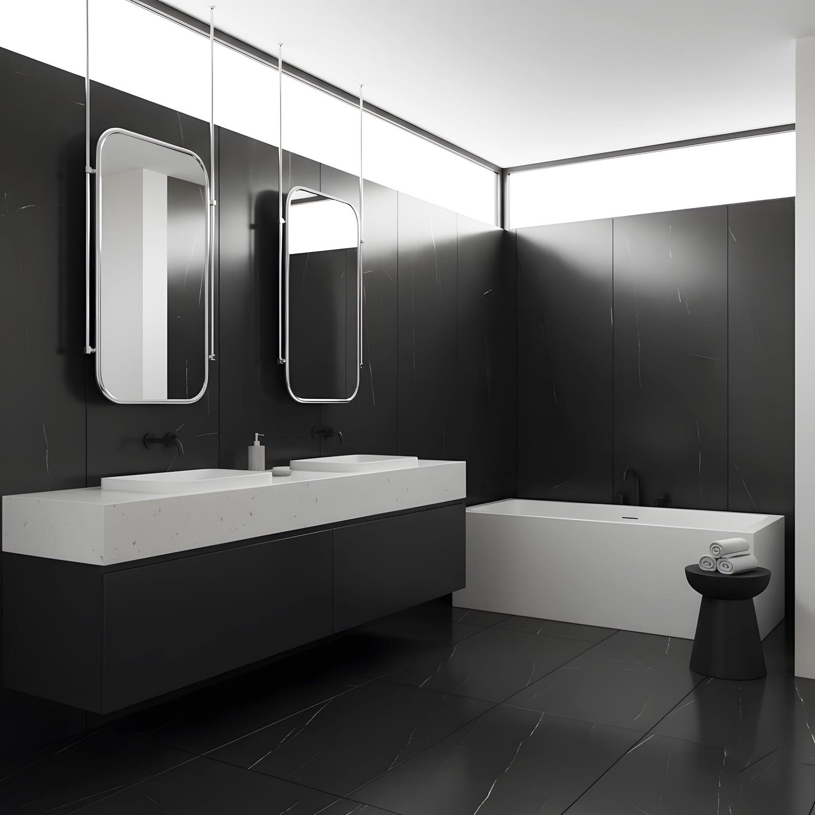 Ceiling Mounted Vanity Mirror, Modern Stainless Steel Bathroom Mirror ...