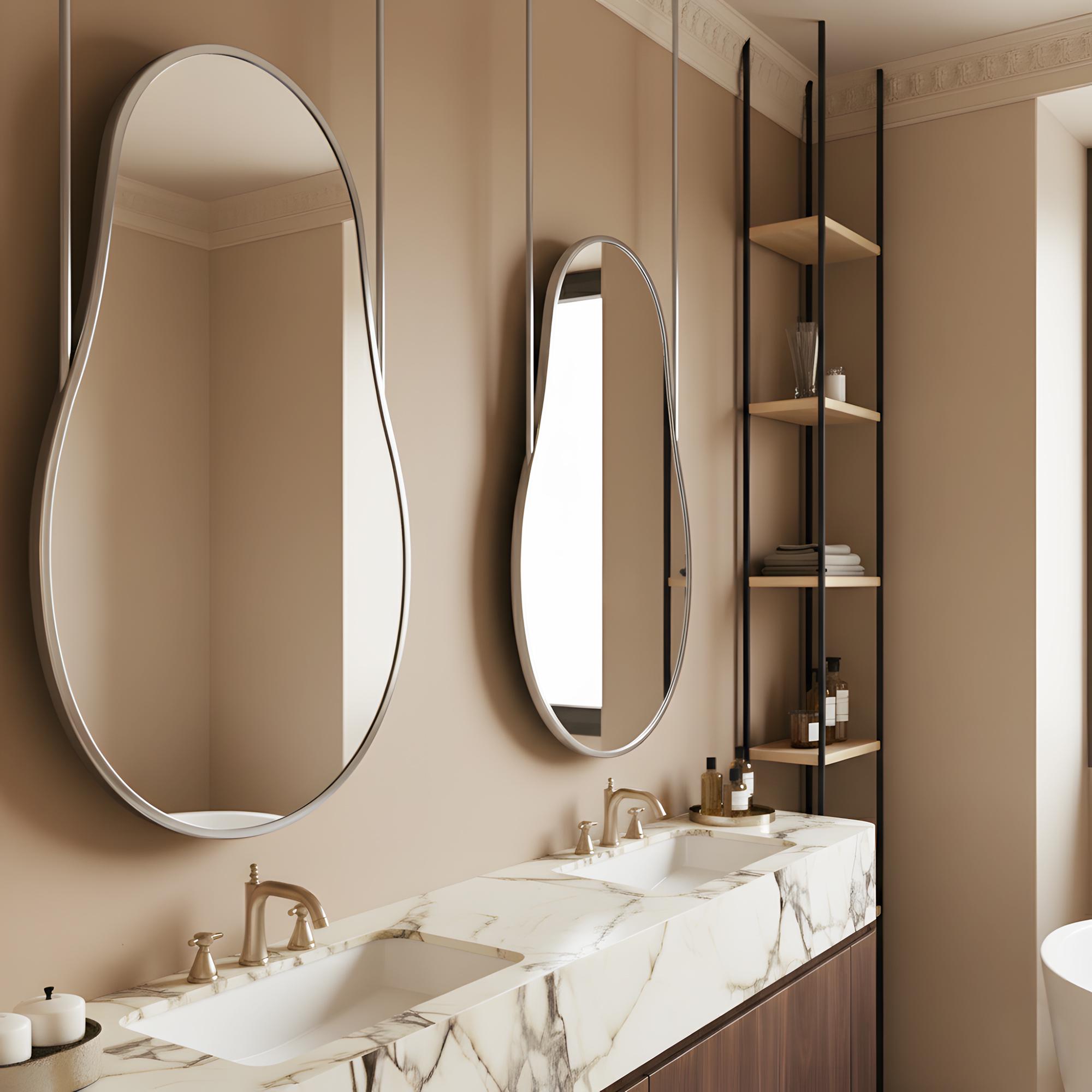 Asymmetrical Metal Ceiling Mirror, Stainless Steel Suspended Mirror - Etsy