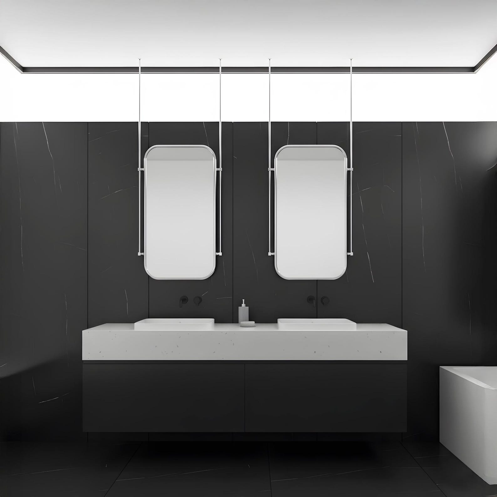 Ceiling Mounted Vanity Mirror, Modern Stainless Steel Bathroom Mirror ...
