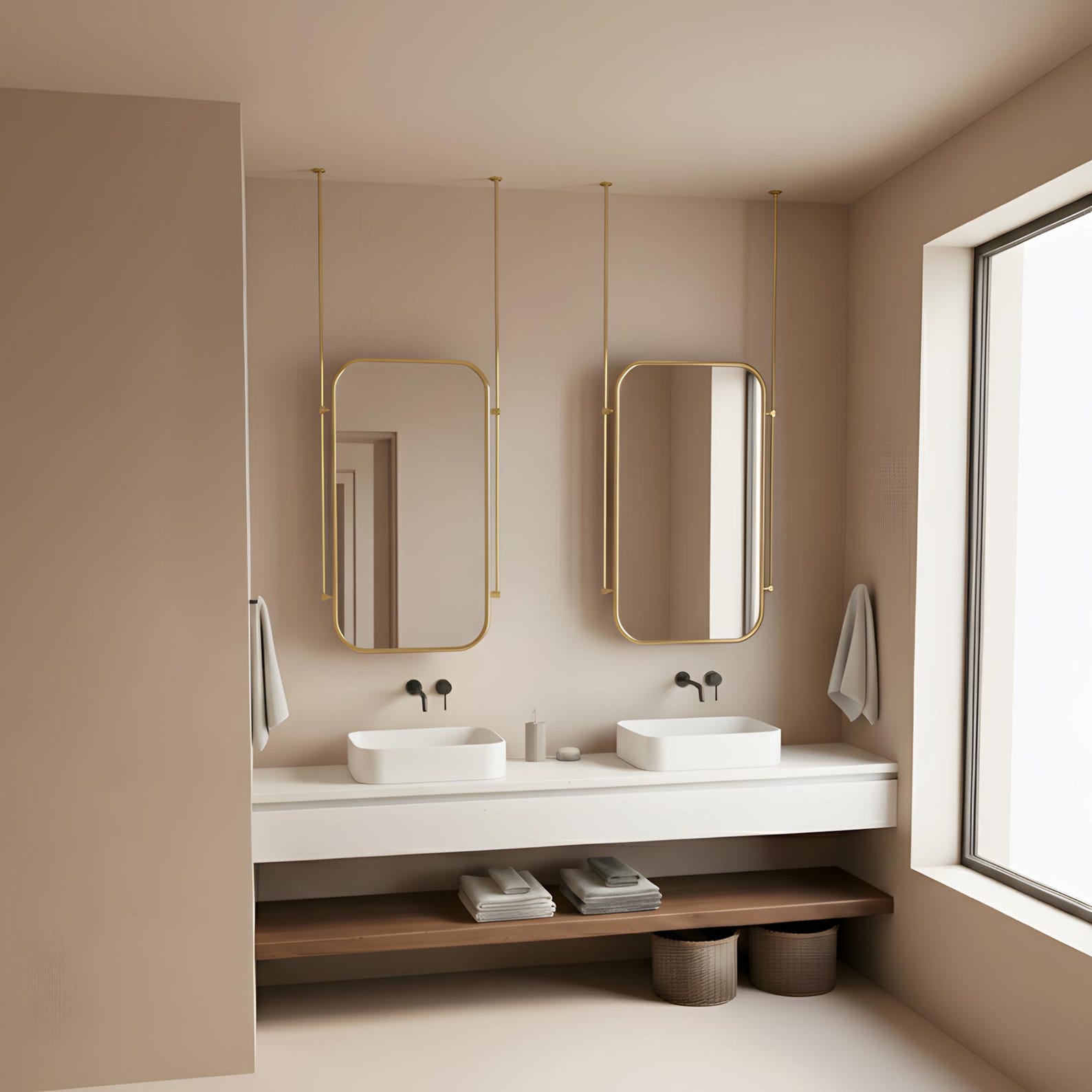 Ceiling Mounted Vanity Mirror, Modern Stainless Steel Bathroom Mirror ...