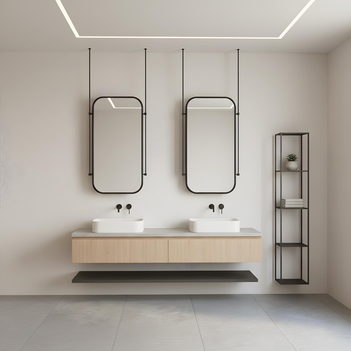 Ceiling Mounted Vanity Mirror, Modern Stainless Steel Bathroom Mirror ...