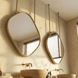Custom Metal Hanging Mirror, Stainless Steel Ceiling Vanity Mirror ...