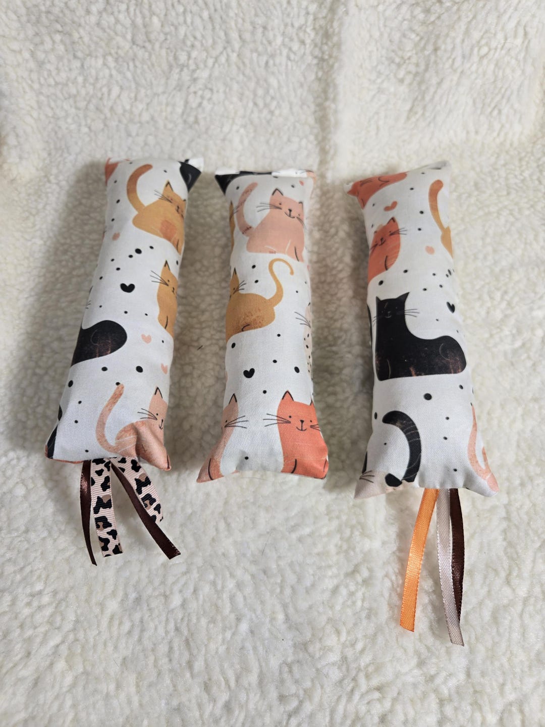 Crinkle Catnip Kickers-white With Cats - Etsy
