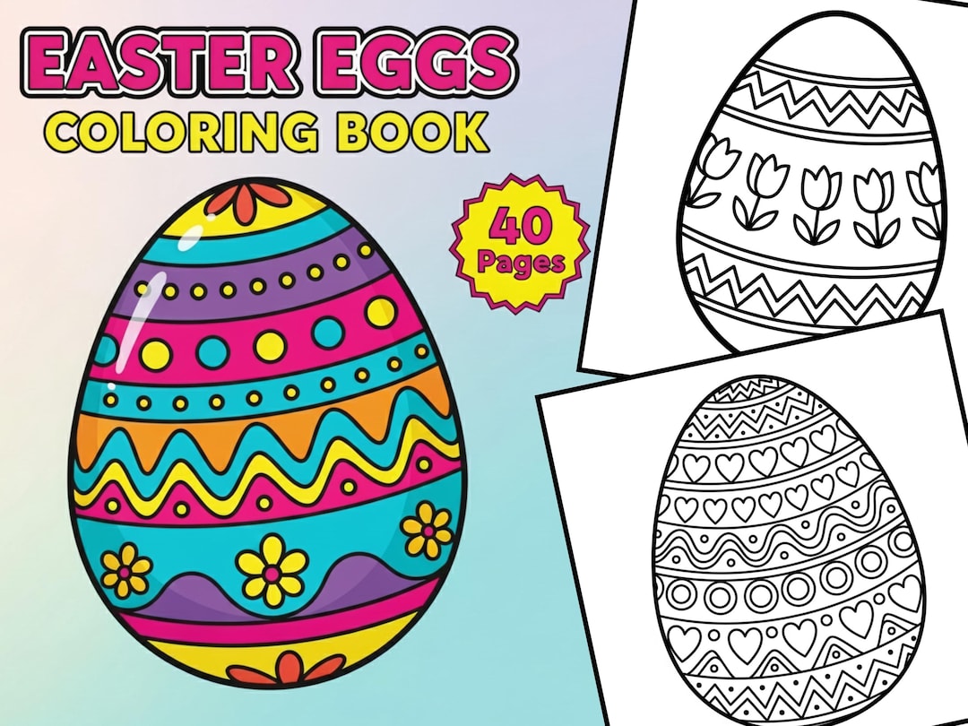 Easter Eggs Coloring Book | 40 Pages for Kids Adults (digital Download ...