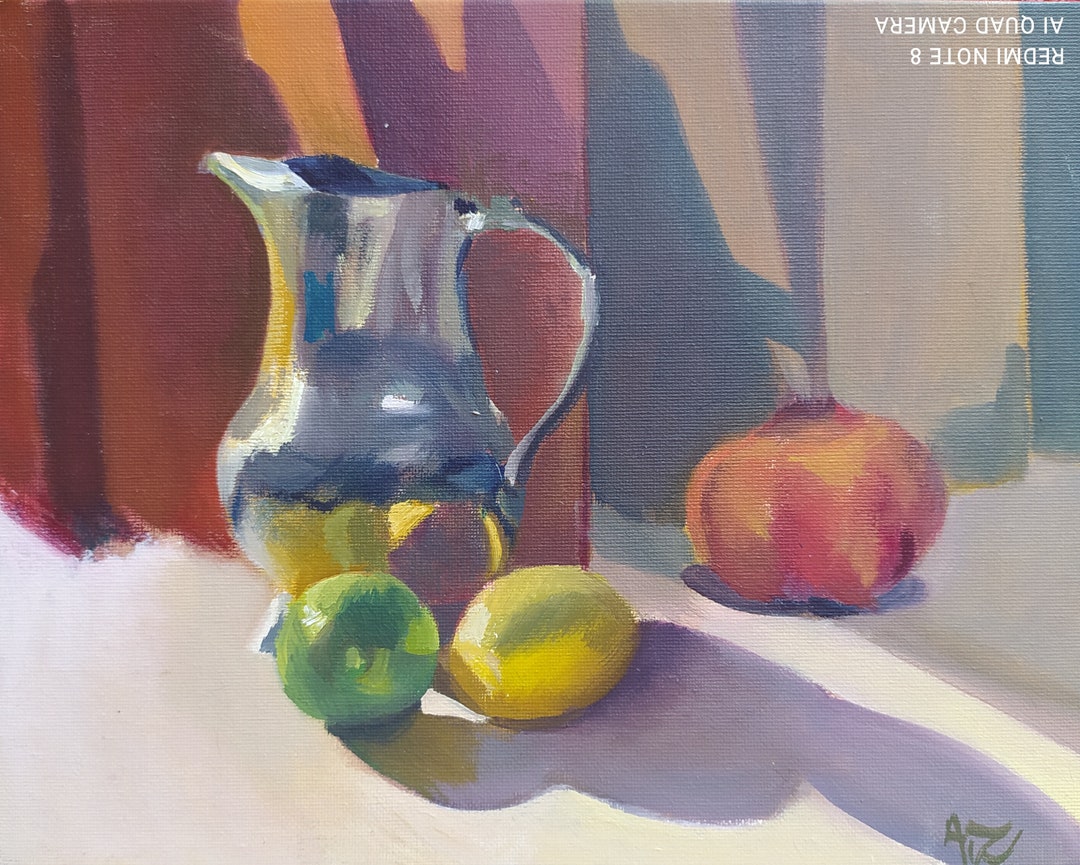 Still Life With Jar and 3 Fruits - Etsy