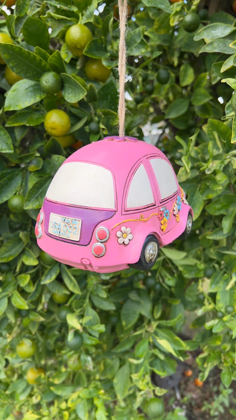 Classic VW Bettle Buggy Bird House for Birds Hummingbirds in PINK for ...