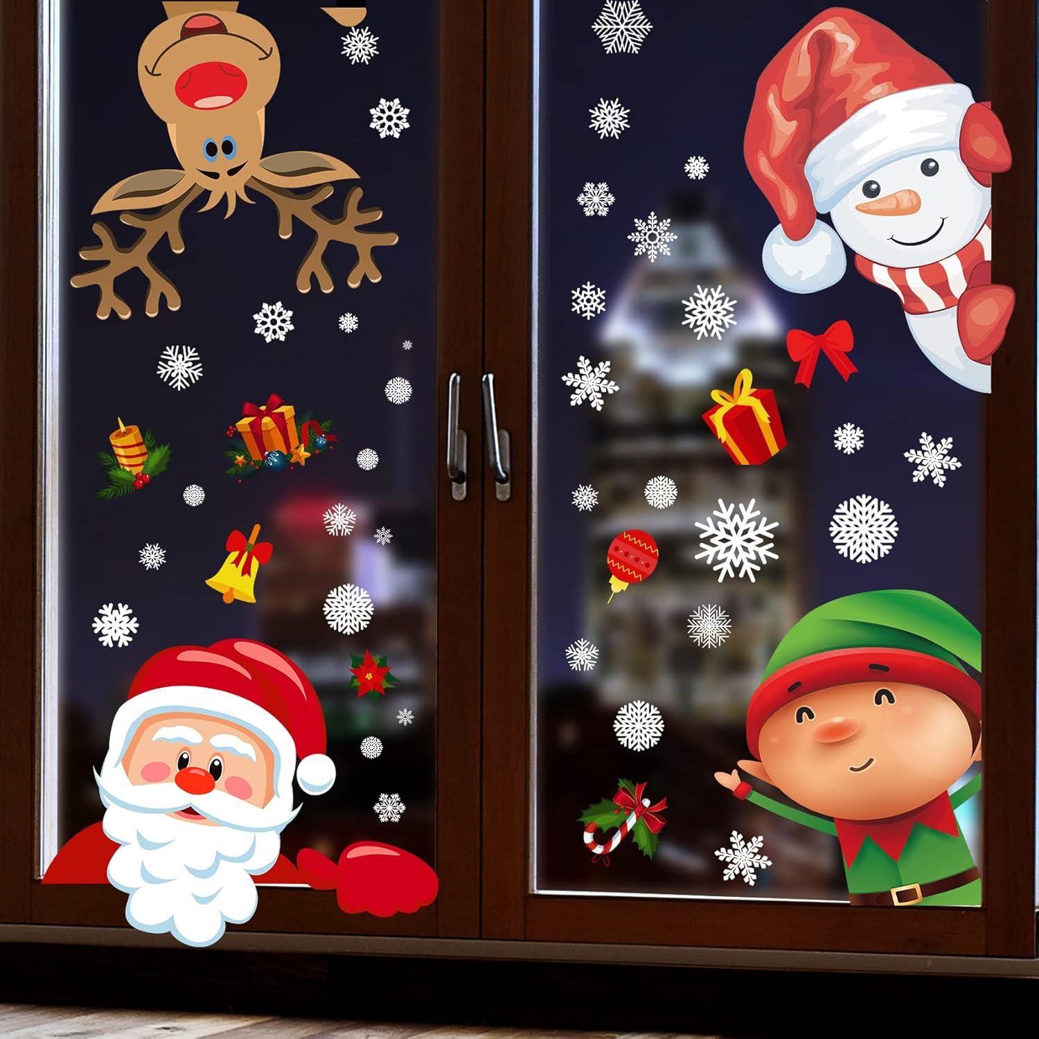Christmas Window Clings Decorations – Snowflake Window Stickers for ...