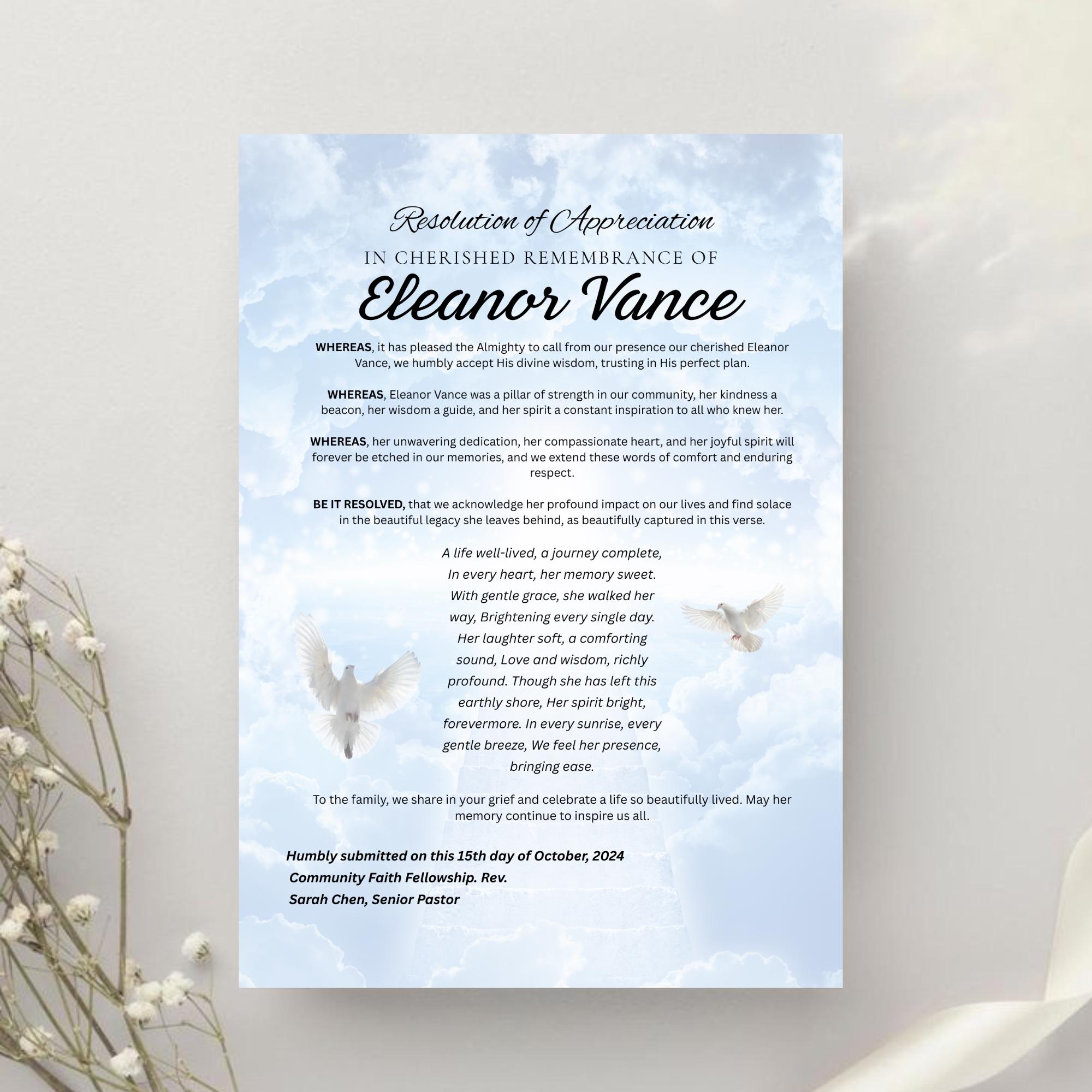 Editable Funeral Resolution Letter Template (canva Digital Download) - Etsy