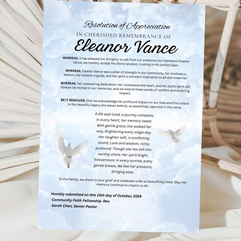 Editable Funeral Resolution Letter Template (canva Digital Download) - Etsy