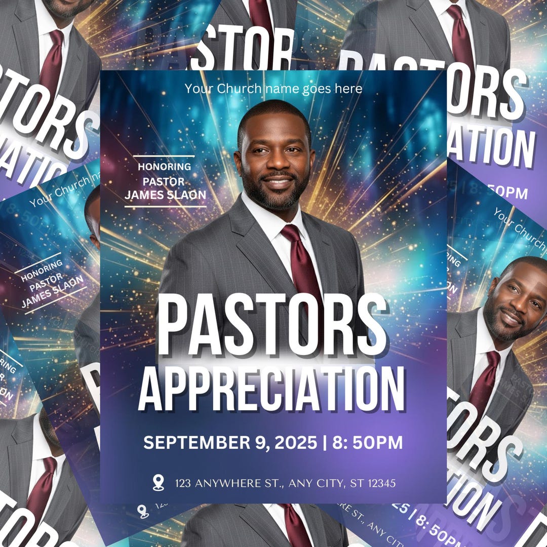Pastor Appreciation Flyer Template, Church Anniversary (digital ...