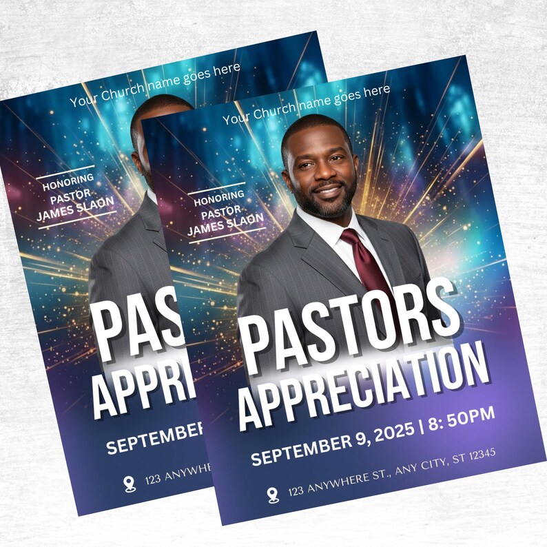 Pastor Appreciation Flyer Template, Church Anniversary (digital ...