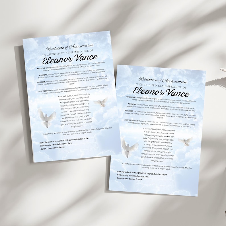 Editable Funeral Resolution Letter Template (canva Digital Download) - Etsy