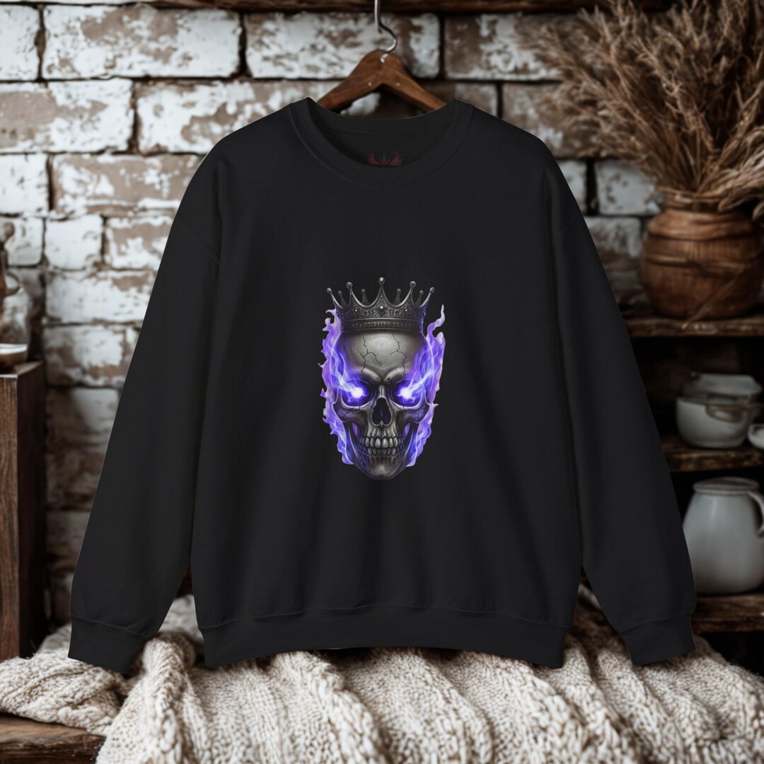 Purple Flame Skull Sweatshirt | Gothic Fantasy Streetwear - Etsy