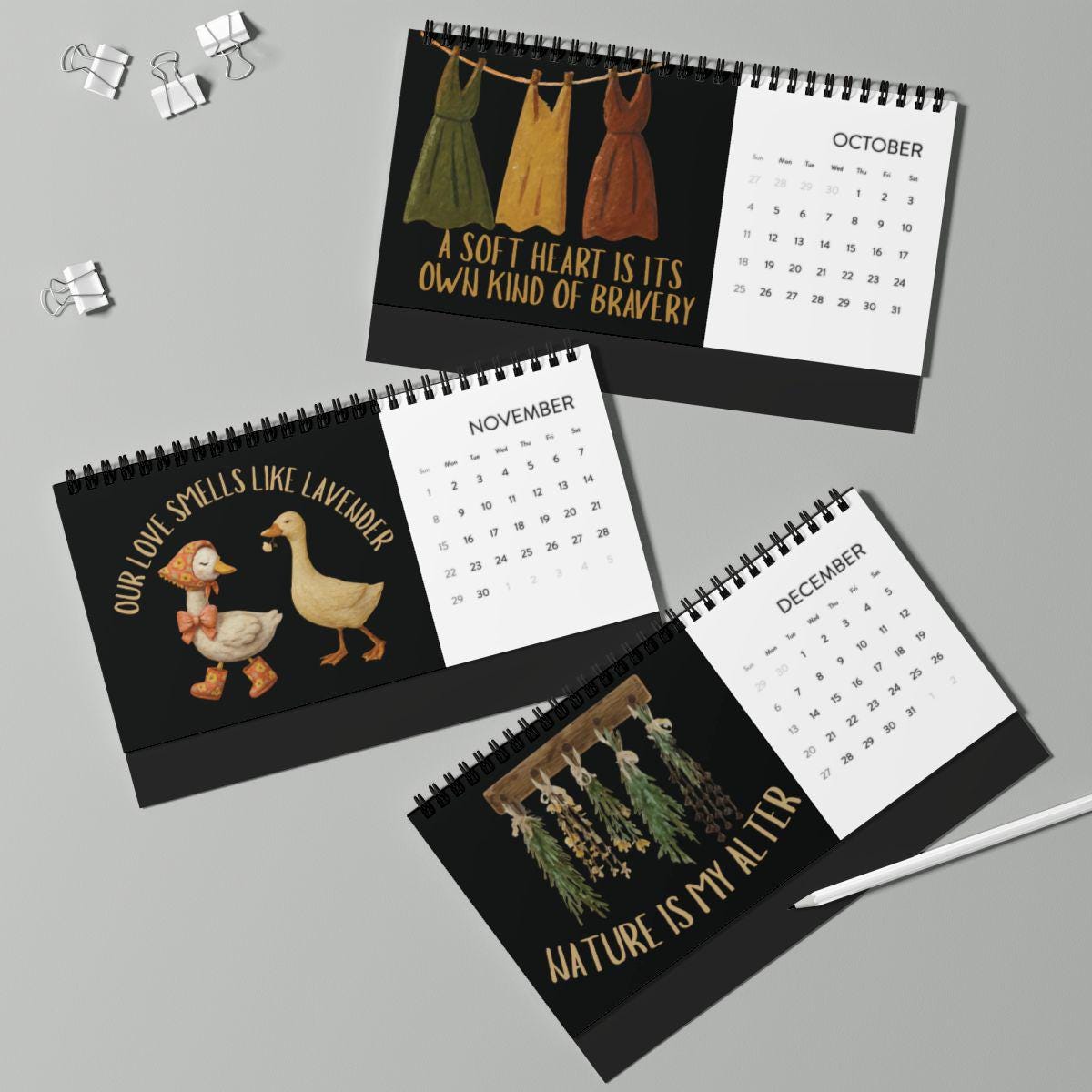 Cottagecore Calendar, 2026 Desk Calendar , Watercolor Vintage, Office ...