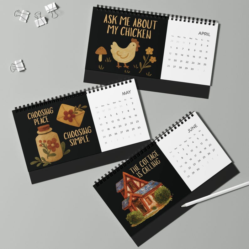 Cottagecore Calendar, 2026 Desk Calendar , Watercolor Vintage, Office ...