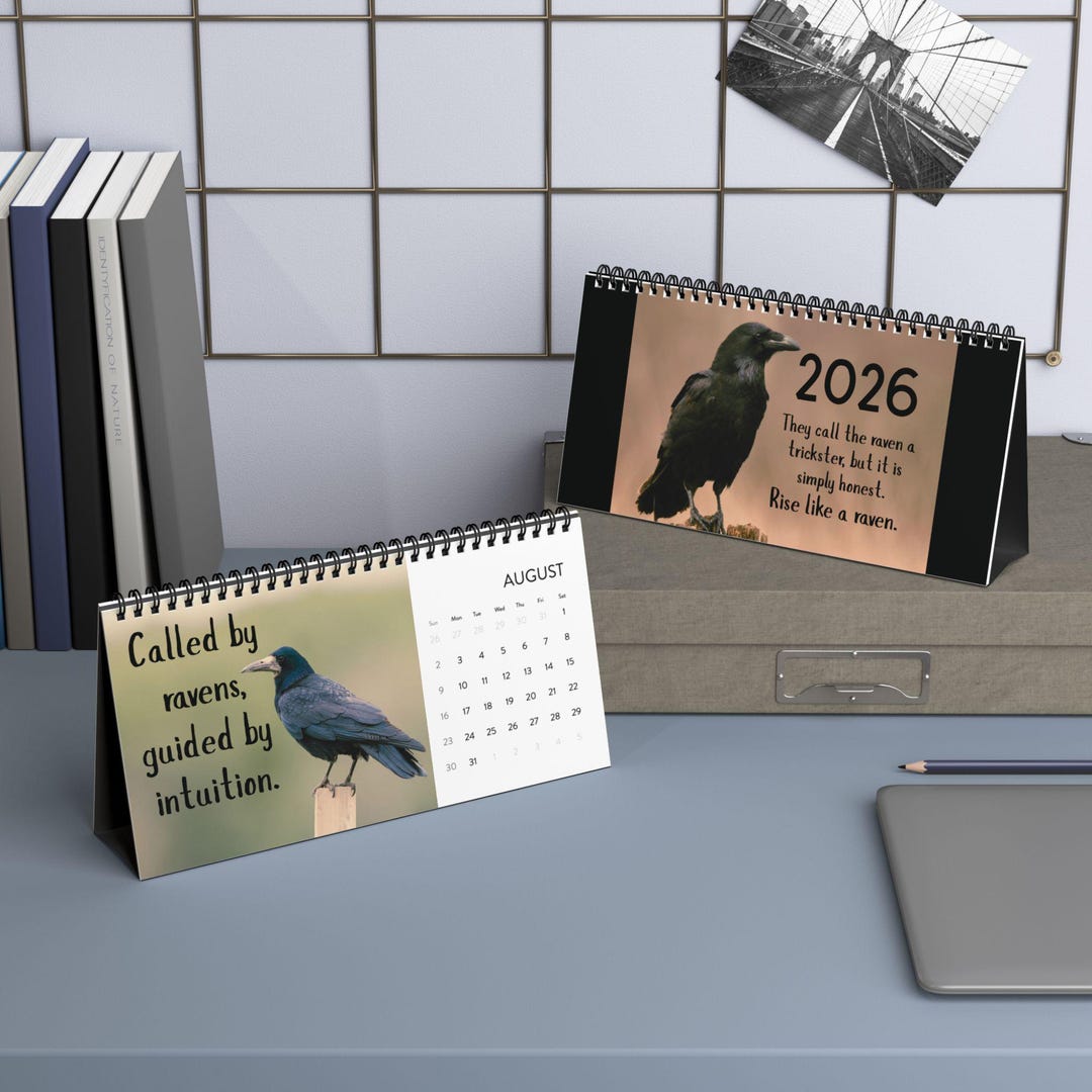 2026 Desk Calendar, Raven Office Decor, Bird Desk Accessories - Etsy