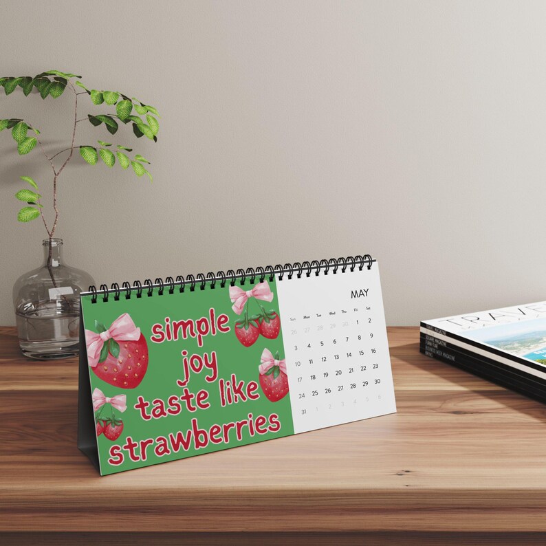 Strawberry Calendar, 2026 Desk Calendar , Berry Lover Gift, Cute Office ...