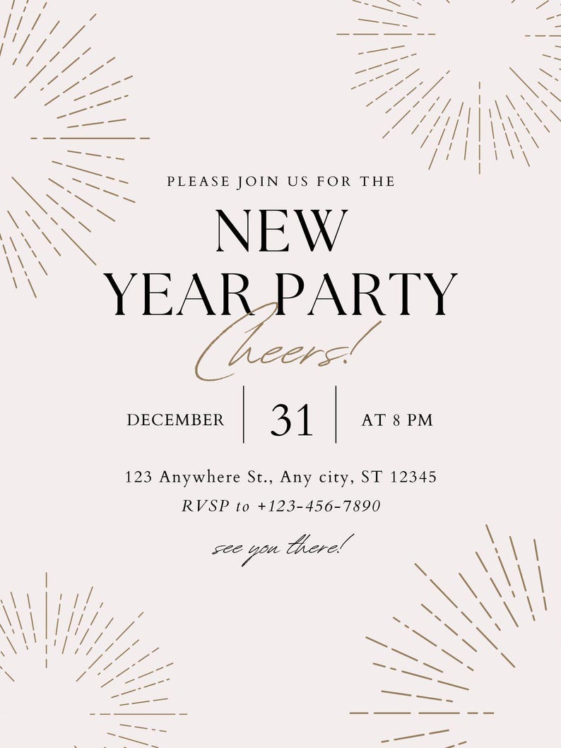 New Year Celebration Invitation | Digital New Year Invitation Card ...