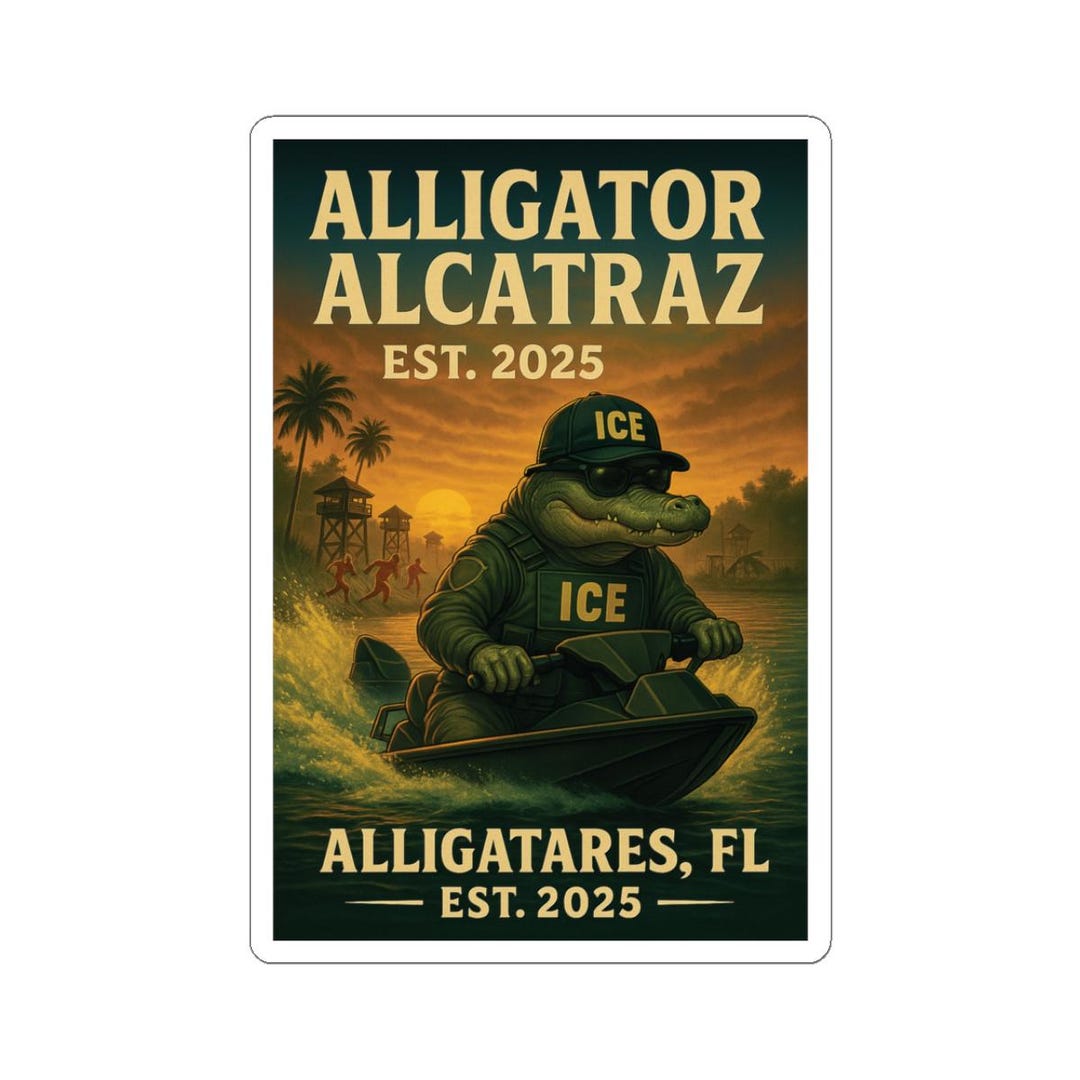 Alligator Alcatraz Vinyl Kiss-cut Sticker - Etsy