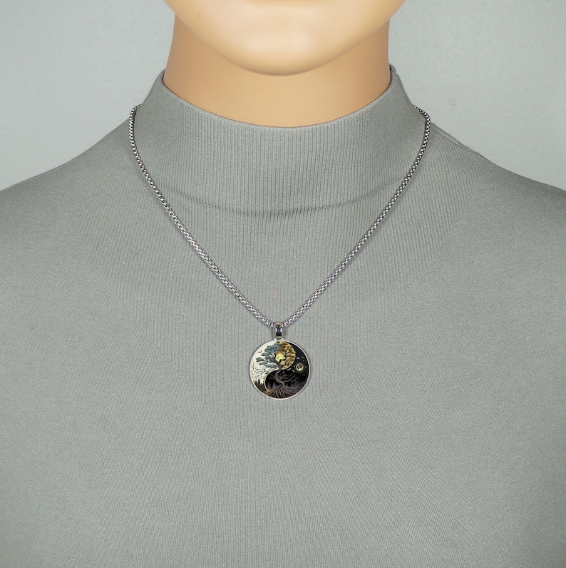 Highly Detailed Intricate Yin Yang Tree of Life Boho Pendant, Stainless ...