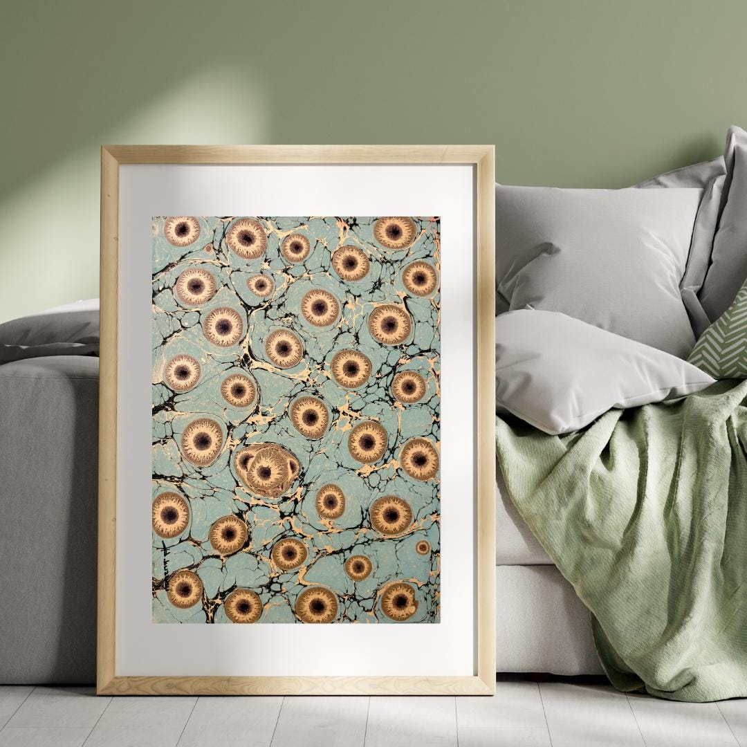 Ebru Art Bull’s Eye Design – Traditional Turkish Marbling - Handmade Original Artwork ...