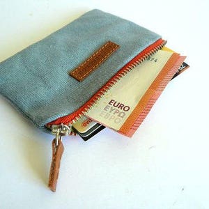 Coin purse waxed canvas small wallet blue coin purse Gift | Etsy