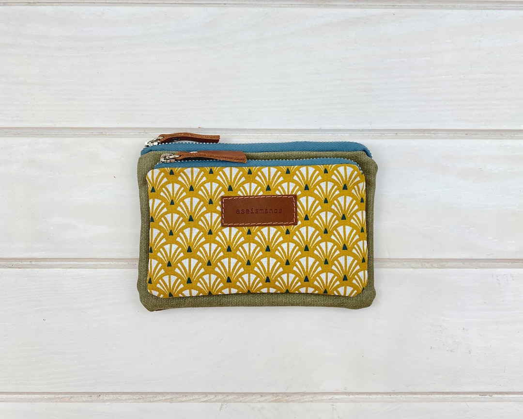 Girl’s Mustard Printed Fabric Wallet, Mustard Women Wallet With Zipper ...