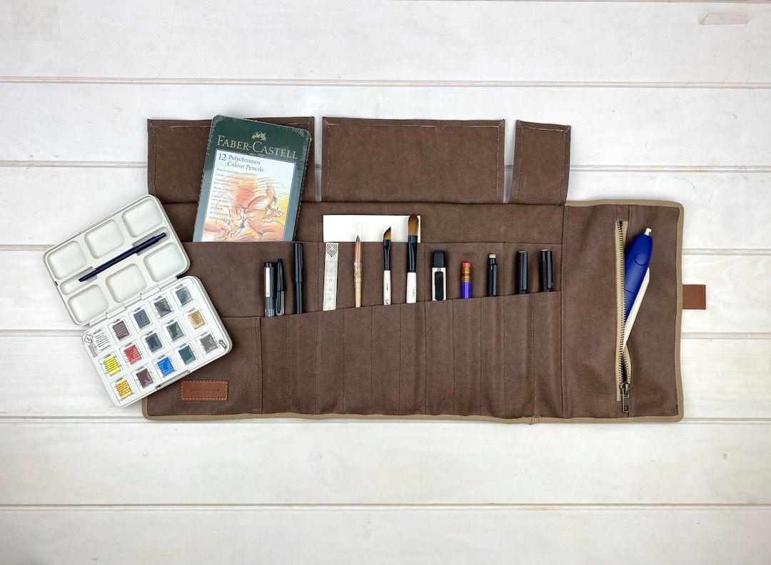 Plein Air Watercolor Wrap – Portable Artist Roll‑up Case – Gift for ...