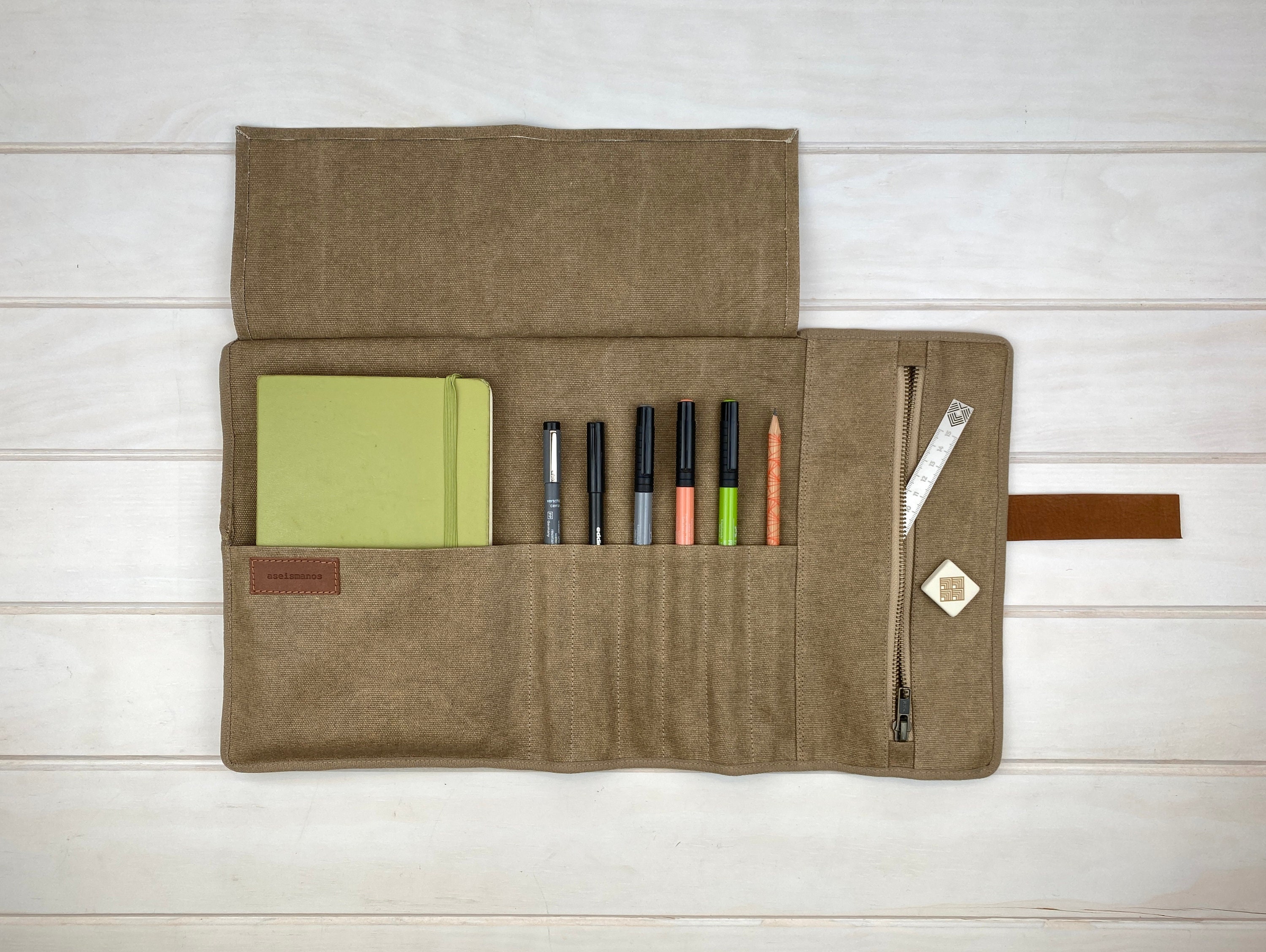 A5 Notebook Wrap Cover – Custom Monogram Planner Case, Leather & Canvas ...