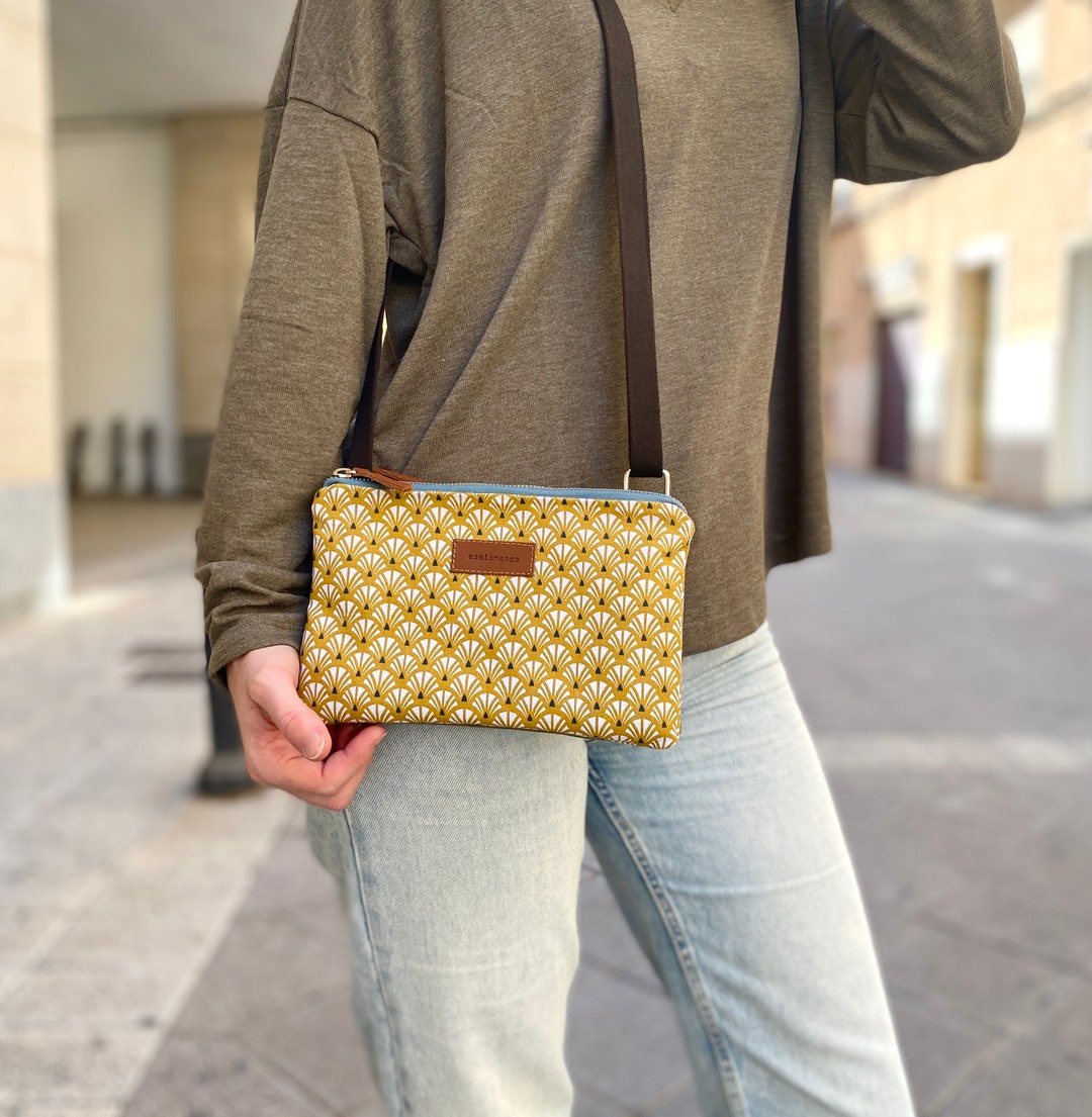 Mustard Small Crossbody Bag, Fabric Twin Day Bag, Small Shoulder Bag ...