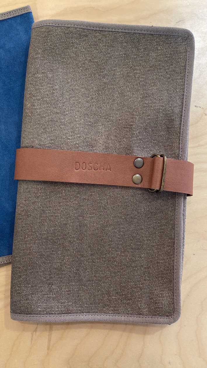 A5 Notebook Wrap Cover – Custom Monogram Planner Case, Leather & Canvas ...