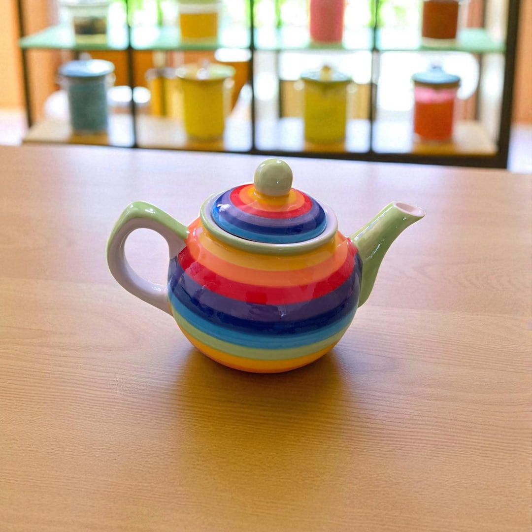 Hand Painted Rainbow Tea Pot - Etsy UK