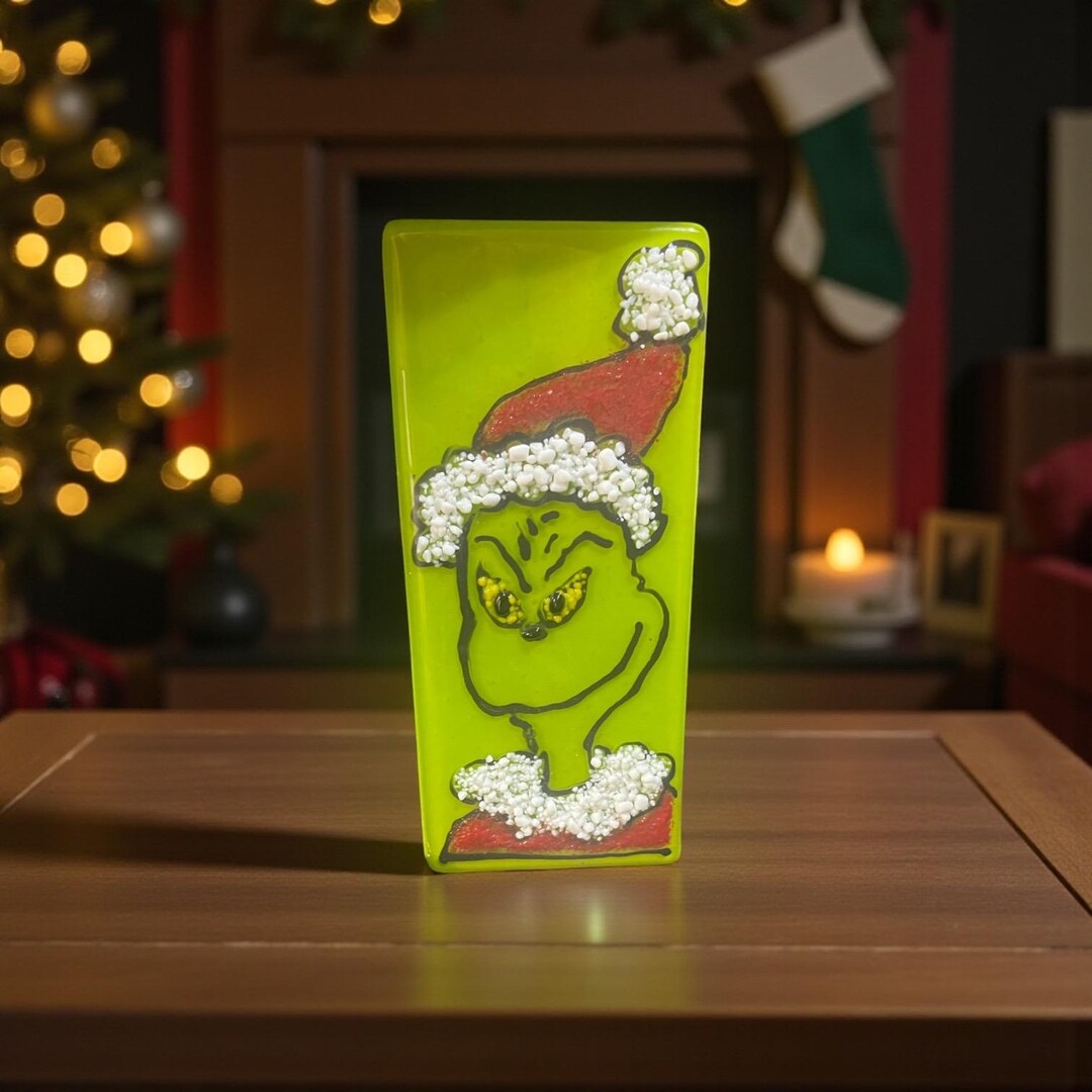 Grinch Fused Glass Tile - Etsy